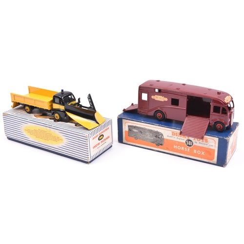 2 Dinky Toys. Snow Plough with windows (958). In black and y... | Barnebys