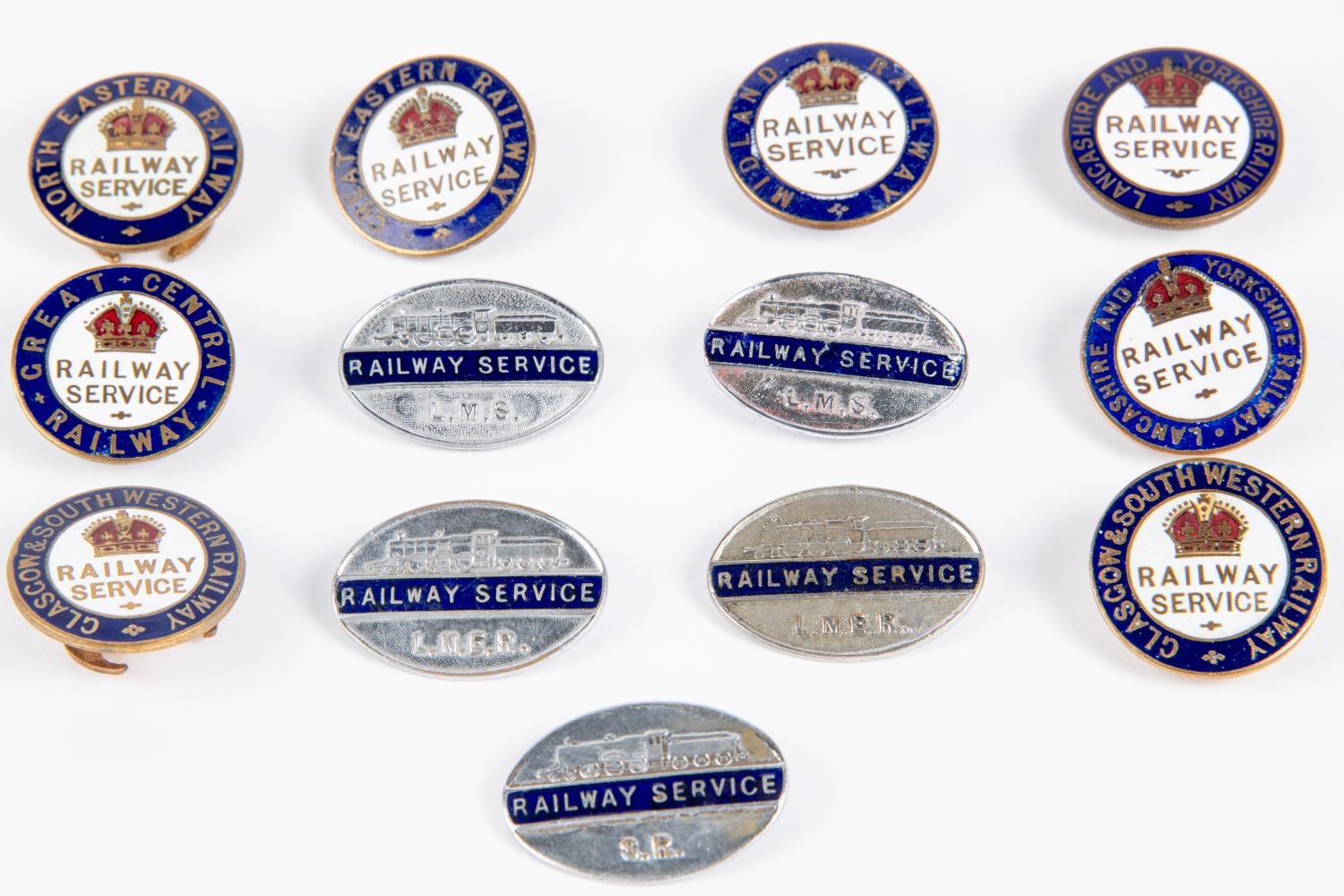 13x Railway Service badges. Including 8x WWI examples; Midland Railway ...
