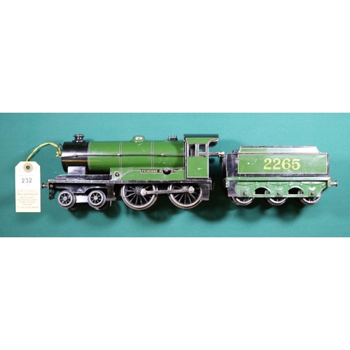 A Bassett Lowke O gauge 4-4-0 clockwork tinplate tender locomotive ...
