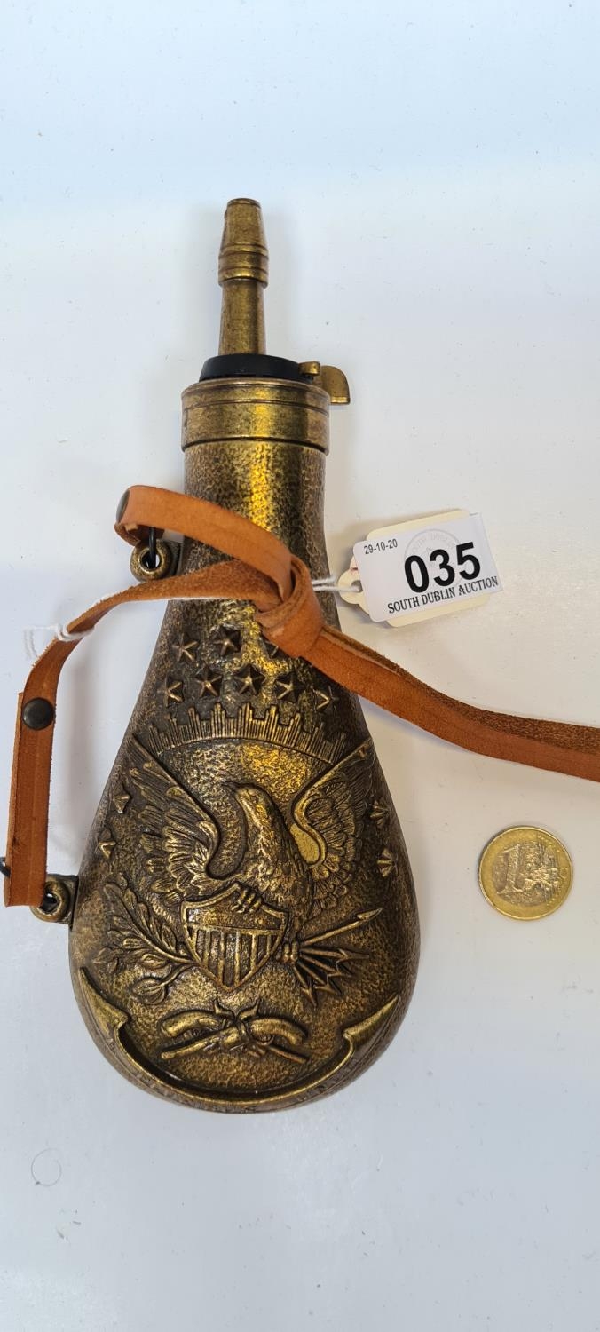 Heavy Brass reproduction American civil war powder flask.
