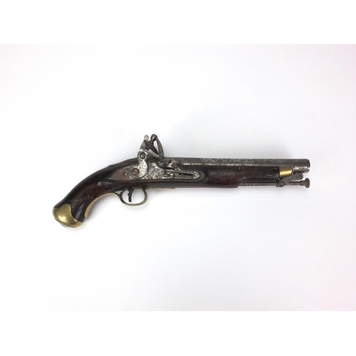 Antique flint lock pistol with brass - auctions & price archive