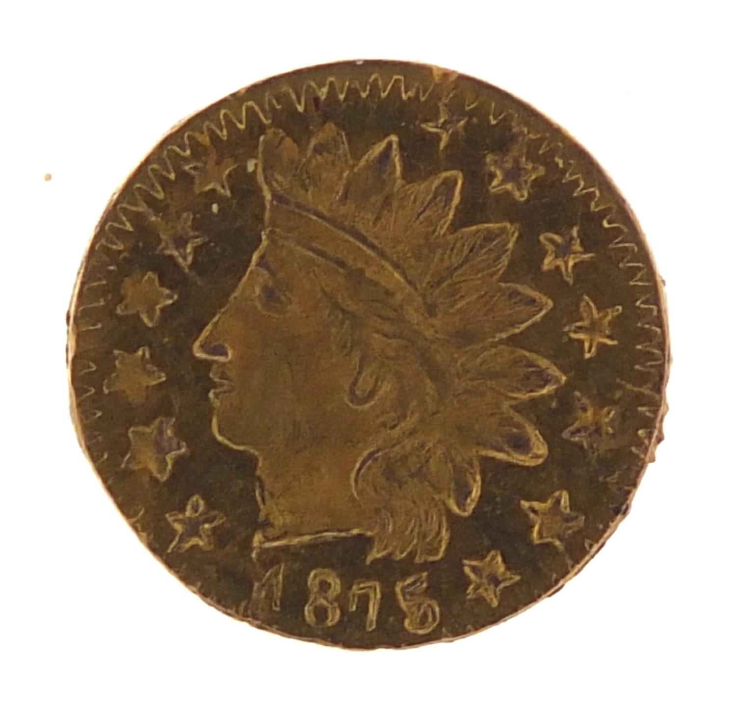 United States of America 1875 gold California quarter dollar with small ...