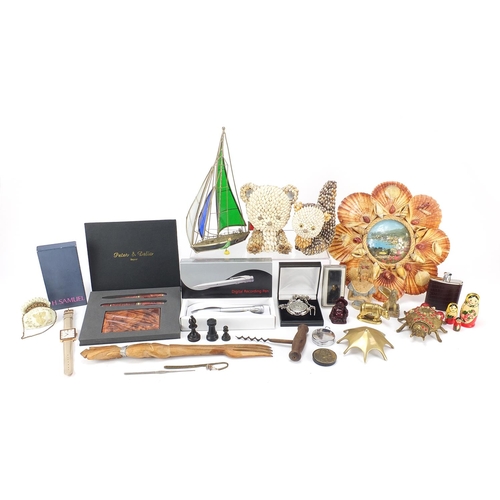 Sundry items including a shellwork photo frame, corkscrew, B... | Barnebys