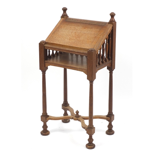 Gothic style oak low lectern with memorial plaque, 100cm H x... | Barnebys