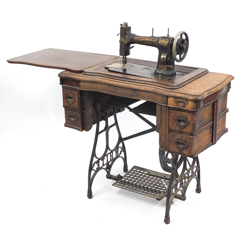 Victorian White Rotary sewing machine table with sewing mach... | Barnebys