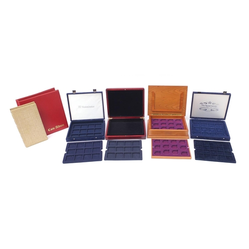 Six coin collector cases and albums, the largest 31cm wide | Barnebys