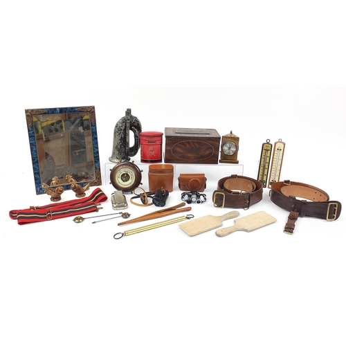 Sundry items including ship's style barometer, bugle, monocu... | Barnebys