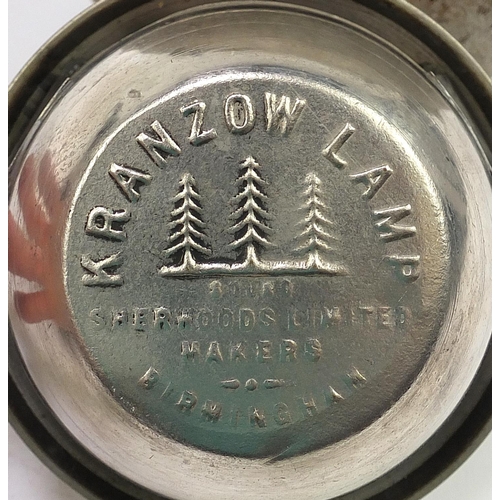 Metalware including The Kranzow lamp, heavy brass preserve pan and ...