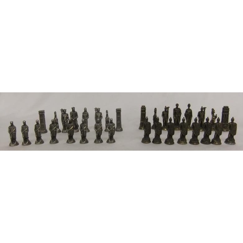 Italian Cast Metal Chess Pieces Roman Soldiers