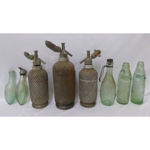 3 Metal Wire Cased Glass Soda Siphons, Dug Bottles incl. Vic... | Barnebys