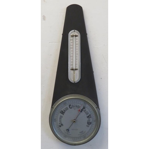 Retro Black Painted Metal Cased Aneroid Barometer with spiri... | Barnebys