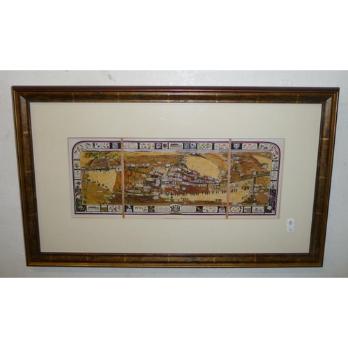 M/f/g Print Triptych town view/map of Elham | Barnebys