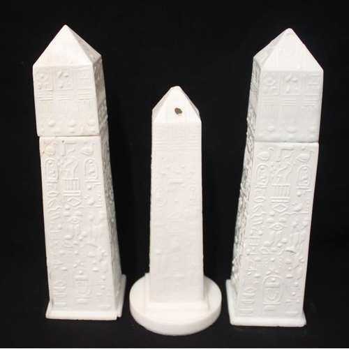 Rare Victorian White Glass Obelisks, 1 with circular base, s... | Barnebys