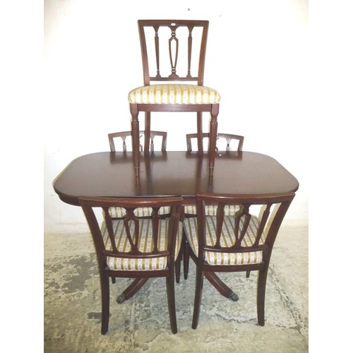 Reproduction Single Column Dining Table with leaf & Set 5 Ma... | Barnebys