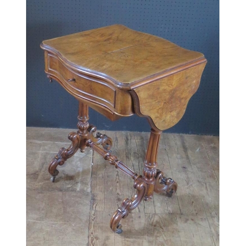 Victorian Walnut Drop Leaf Sewing Table. With folding Leave... | Barnebys