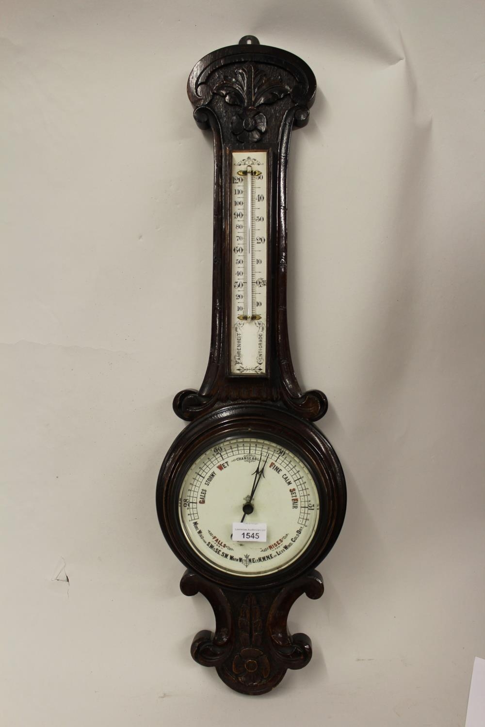 1930's Oak aneroid barometer/thermometer - auctions & price archive