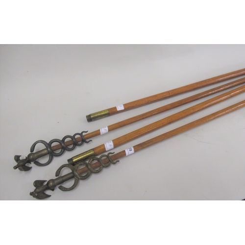 Two mahogany and brass Masonic staffs mounted with doves an... | Barnebys