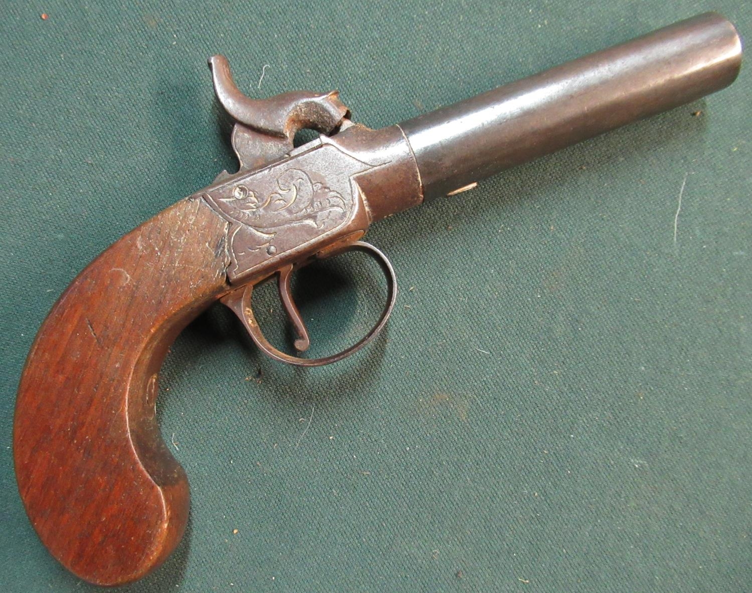 19th C percussion cap pocket pistol with - auctions & price archive
