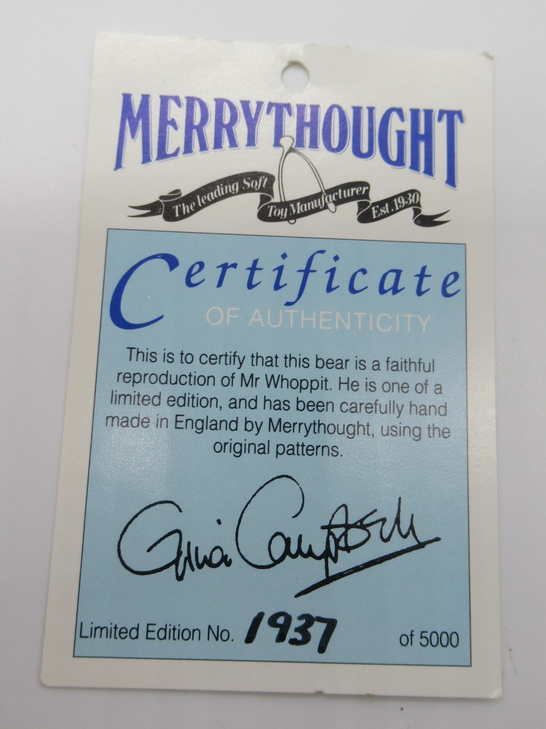 Merrythought Limited Edition Mr Whoppit - auctions & price archive