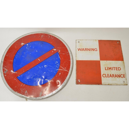 Enamelled British Rail "Warning Limited Clearance" sign, approx 305mm x ...