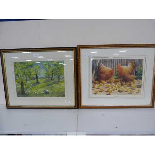 Cairns Sheep grazing Watercolour, and a print 'Farmyard Nurs... | Barnebys