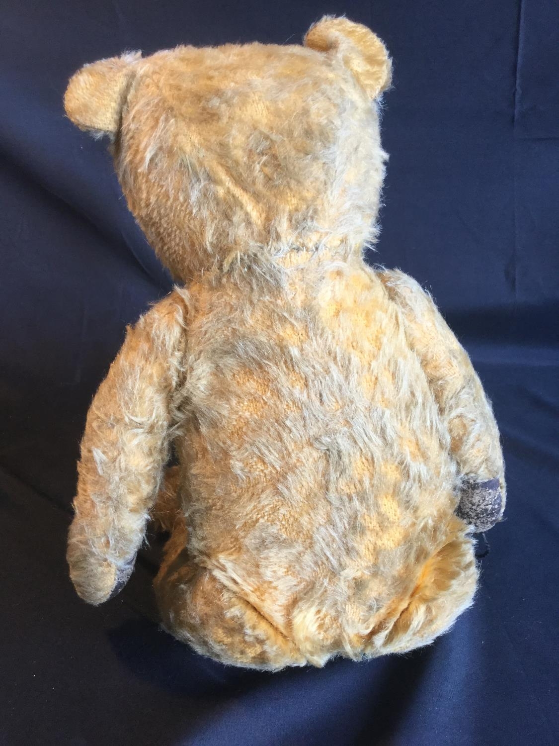 RARE ORIGINAL WW2 42CM TALL CHILDS EVACUEE TEDDY BEAR WITH TAG AND MEDAL