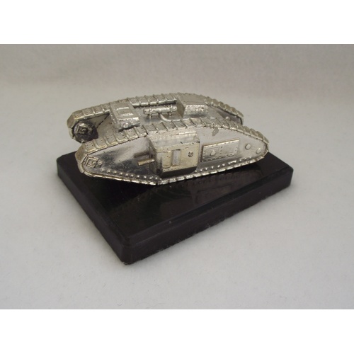 Heavy Solid electroformed silver Mark V 1st world war Tank on plinth by ...