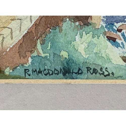 Framed watercolour painting by R. MacDonald Ross. 32/27cm