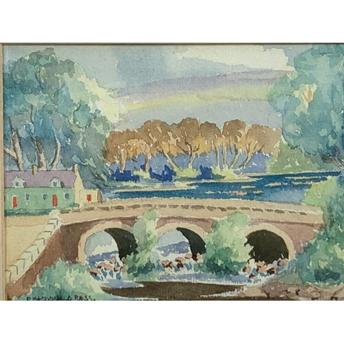 Framed watercolour painting by R. MacDonald Ross. 32/27cm