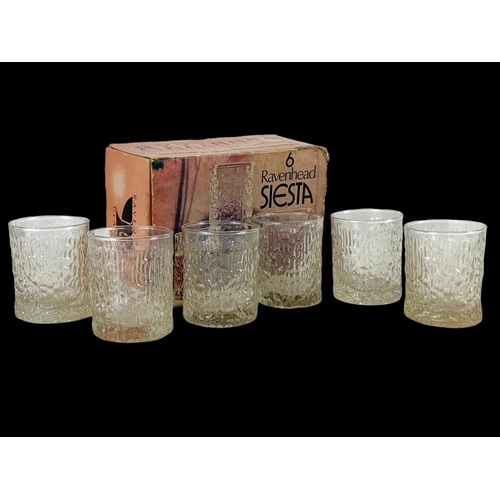 A set of 6 vintage Ravenhead Siesta 5oz whisky glasses in box.
